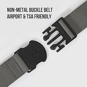 WHIPPY Mens Elastic Stretch Belt Unisex Adventure Web Belt for Women Men with Non-Metal Buckle Adjustable Belts, Gray, 43 Inches