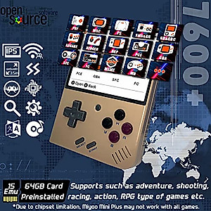 Miyoo Mini Plus Handheld Game Console Portable Retro Video Games Consoles Rechargeable Battery Hand Held Classic System Retro Gray with Case