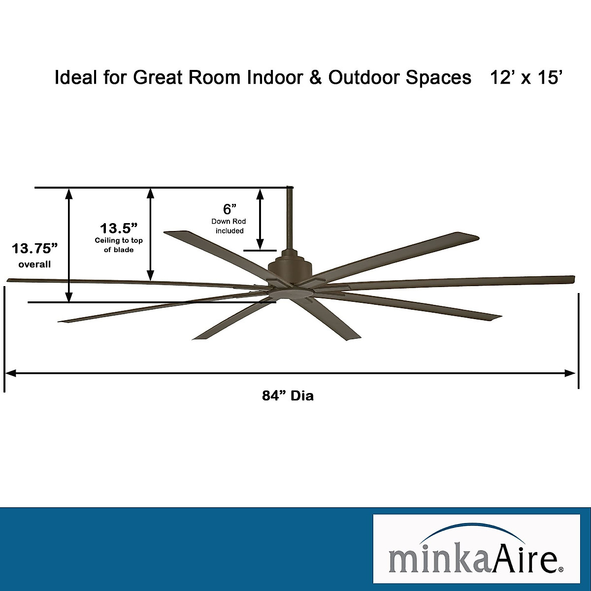 MINKA-AIRE F896-84-ORB Xtreme H2O 84 Inch Outdoor Ceiling Fan with DC Motor in Oil Rubbed Bronze Finish