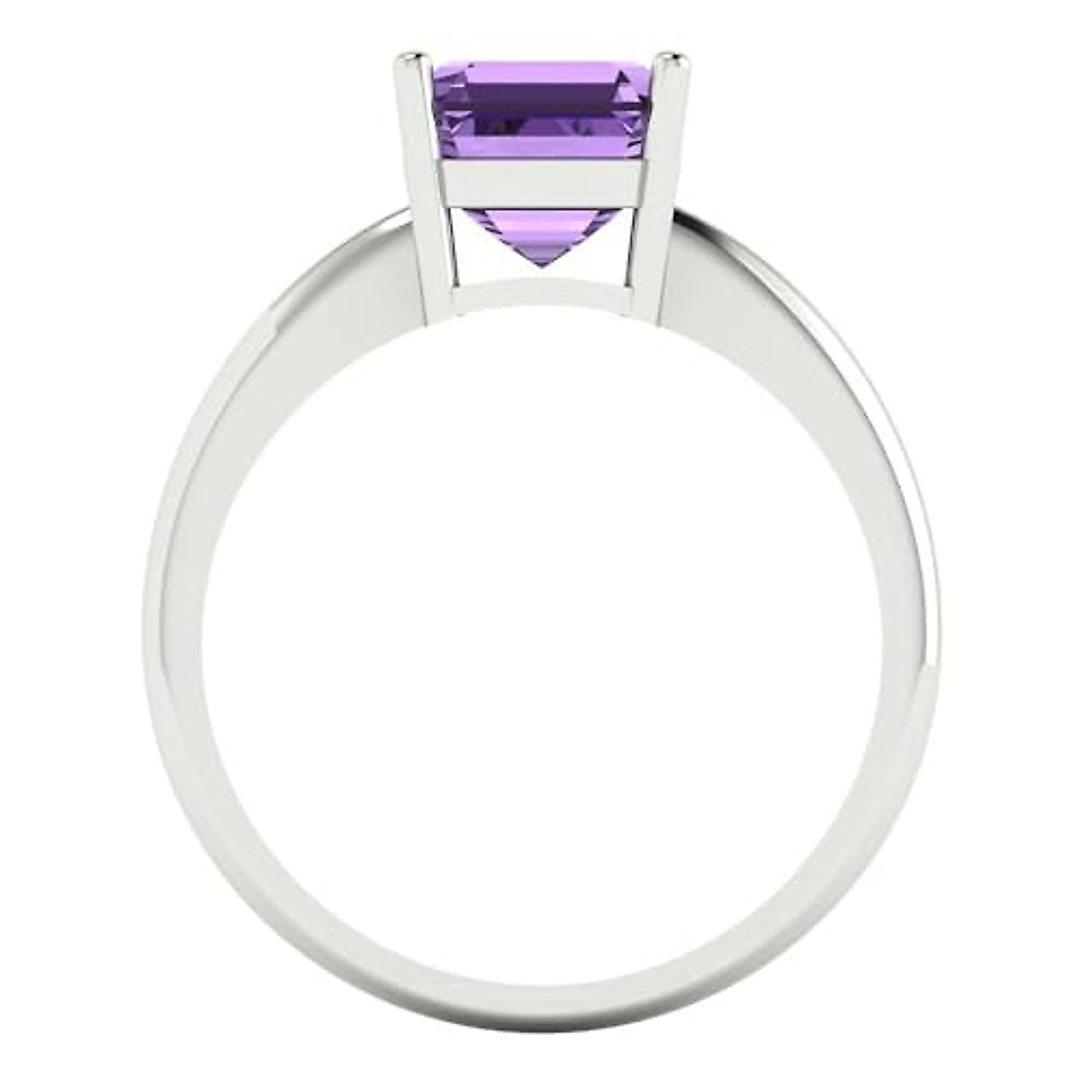 Clara Pucci 2.0 ct Asscher Cut Solitaire Simulated Alexandrite Engagement Bridal Promise Anniversary Ring 18K White Gold Size 8.25