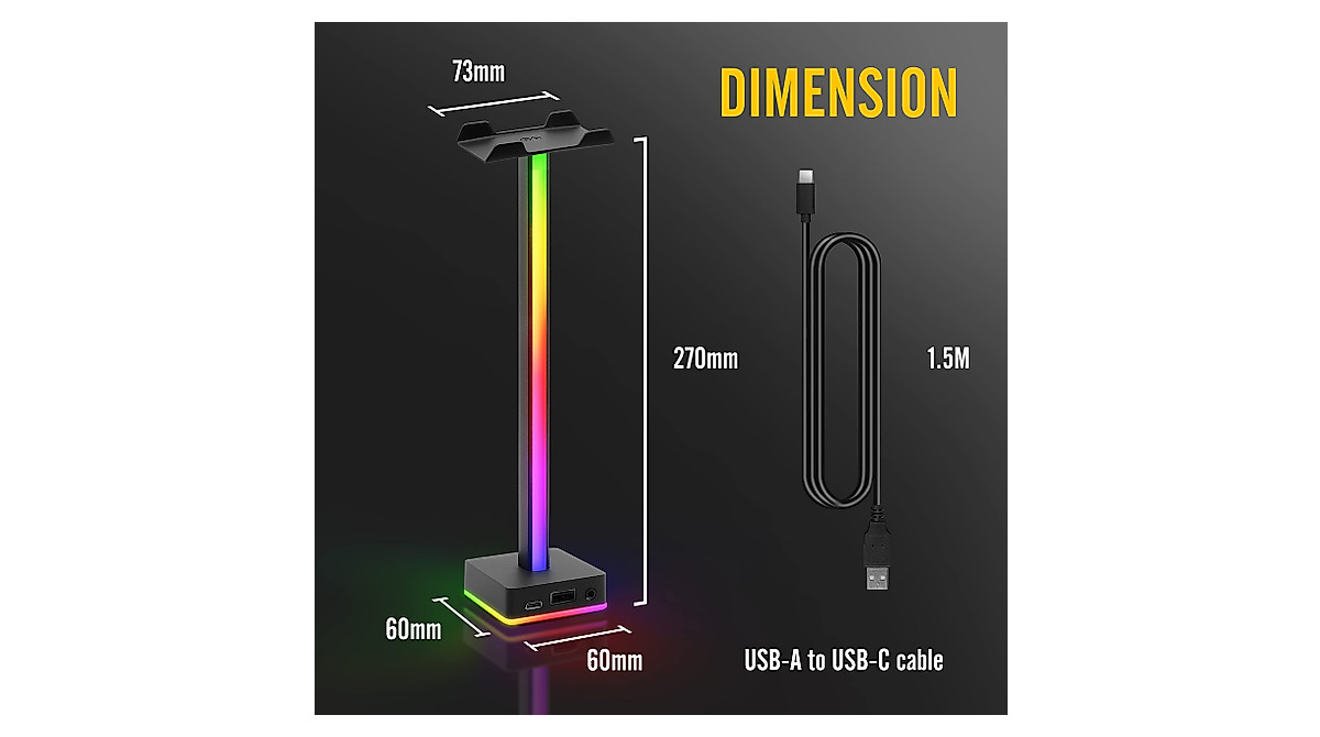 EZDIY-FAB USB LED Light Bar Headphones Stand