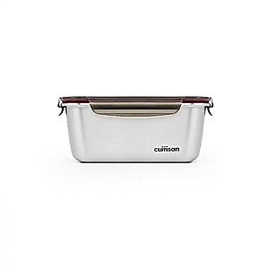 CUITISAN FLORA RECTANGLE AIRTIGHT CONTAINER NO.8 60.8oz, STAINLESS STEEL FOOD CONTAINER, WATERPROOF, MICROWAVE and DISHWASHER AVAILABLE
