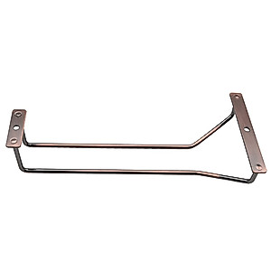 ZOOHOT Wine Glass Rack - Under Cabinet Stemware Wine Glass Holder Glasses Storage Hanger Metal Organizer for Bar Kitchen Red Copper (1 Rows, 1 Pack)