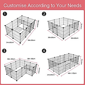 VISCOO 12 Panels Small Animal Playpen,Pet Playpen with Waterproof Mat,C&C Cage for Guinea Pigs,Puppy Play Pen,Bunny Playpen,Indoor Outdoor Portable Metal Wire Yard Fence