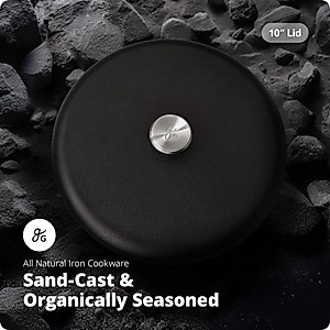 Greater Goods Cast Iron Lid - Pre-Seasoned Lid for a gG 10-inch Cast Iron Skillet, Griddle, and Dutch Oven, Designed in St. Louis