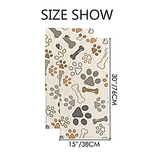 Hand Bath Towels 2 Pack Cartoon Footprint Absorbent Face Fingertip Towels for Bathroom Kitchen Gym Spa Soft Hair Drying Cloth Quick Dry, 30 x 15 Inch