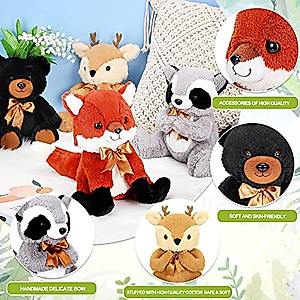 Woodland Stuffed Animal Jungle Animal Toy Set Including Plush Elk Fox Raccoon Black Bear Realistic Toy Woodland Forest Animals Mini Plush Wild Animals Toys