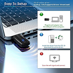 EDUP USB WiFi Bluetooth Adapter, 1200Mbps Dual Band 2.4Ghz / 5Ghz, USB 3.0 WiFi and Bluetooth Receiver Transmitter 2 in 1 Bulit-in Antenna for PC,Desktop,Laptop