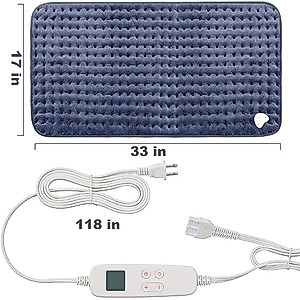 Heating Pad for Back Pain Relief, Extra Large 33 x 17", Portable Heating Pad for Shoulder, Neck, Cramp, Menstrual Pain, with Upgraded 6 Timer & 6 Temperature Controller
