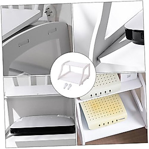 SOESFOUFU 1pc Router Storage Rack Layer Storage Shelf Router Rack Router Storage Mount Shelf Router Stand Wall Mount Shelf Double-layer Storage Holder Shelf Bracket Mini Router Plastic White