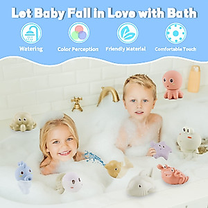 Bath Toys for Babies 6-12 Months - 10PCS Bath Squirt Toys Ocean Animals Bathtub Float Toy for Water Play Kids Preschool Education Toy Learning Skills for Bathroom
