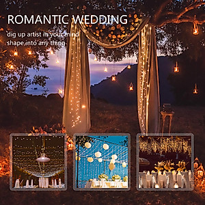 SSFQ Fairy Lights, 66ft 200 Led Outdoor String Lights, Waterproof Battery Operated Copper 8 Lighting Modes, Chirstmas Party Bedroom Garden(Warm White)