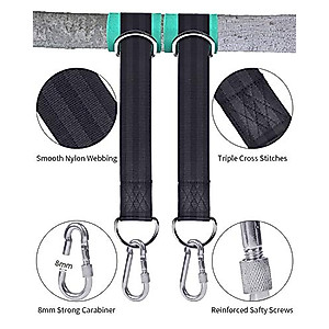 AISHN Tree Swing Straps Hanging Kit, Adjustable Hammock Straps(Set of 2), 2200Lbs Break Strength. 5ft Long with Tree Protector Sleeves, Swivel Strong Stainless Hook, Rustproof Screw Lock Carabiners