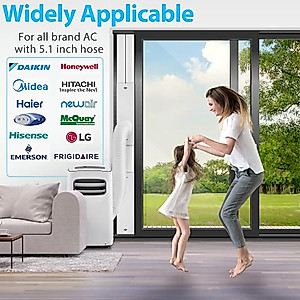 TigeJoy Sliding Door Air Conditioner Kit for 5.1 & 5.9 Inch Exhaust Hose of Portable AC, Max Adjustable Length 95 Inch Air Conditioner Window Vent Kit with Universal Coupler Reinforced PVC Plates Seal