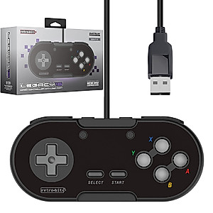 Retro-Bit Legacy 16 Wired USB Controller - Features Home, SS & ZL/ZR Buttons - for Switch, PC, MacOS, RetroPie, Raspberry Pi - Onyx