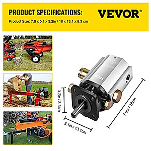 Bestauto Hydraulic Wood Splitter Pump 3000 PSI 2 Stage Log Splitter Pump 13 GPM, Hydraulic Gear Pump 3600 RPM Aluminum Log Splitter Pumps 1/8" Keyed Shaft for Gas Log Splitters/Hydraulic Power Units