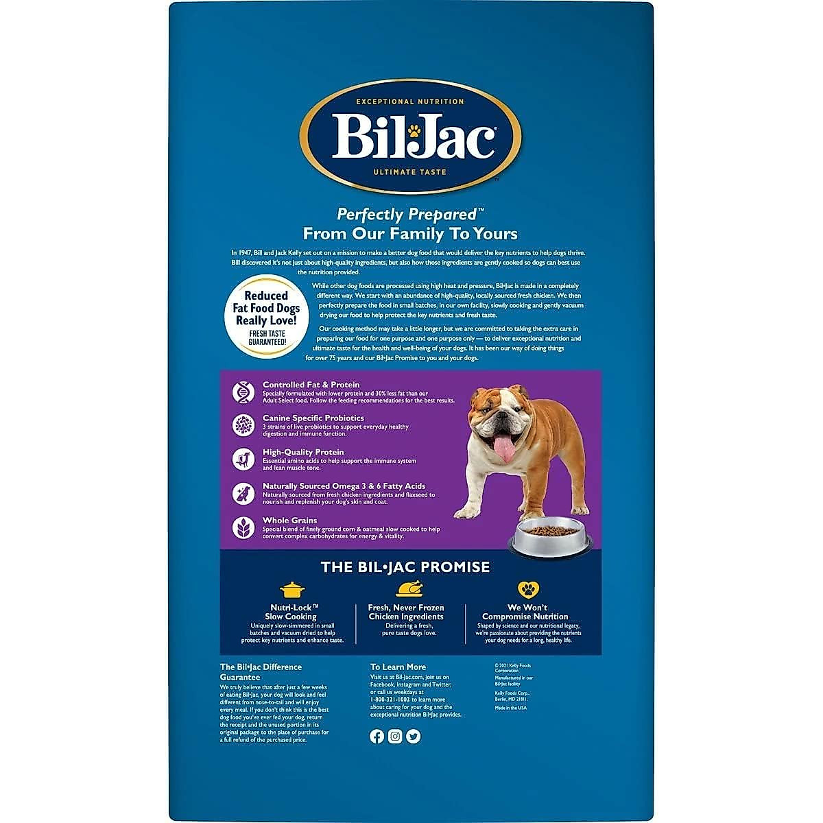 Bil-Jac Dry Dog Food Diet Adult Select Reduced Fat Formula 6 lb Bag (2-Pack) - Small or Large Breed - Super Premium Since 1947