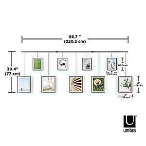 Umbra Exhibit Picture Frame Gallery Set, Adjustable Wall Collage Displays Nine Photos (Four 5x7" and Five 8x10"), Set of 9, Black