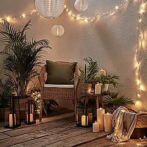 Lights4fun, Inc. Black Metal Solar Powered LED Fully Weatherproof Outdoor Garden & Patio Flameless Candle Lantern