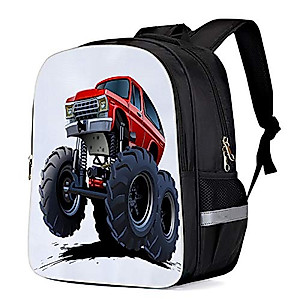 Fashion Elementary Student School Bags- Cartoon Monster Truck - Durable School Backpacks Outdoor Daypack Travel Packback for Kids Boys Girls