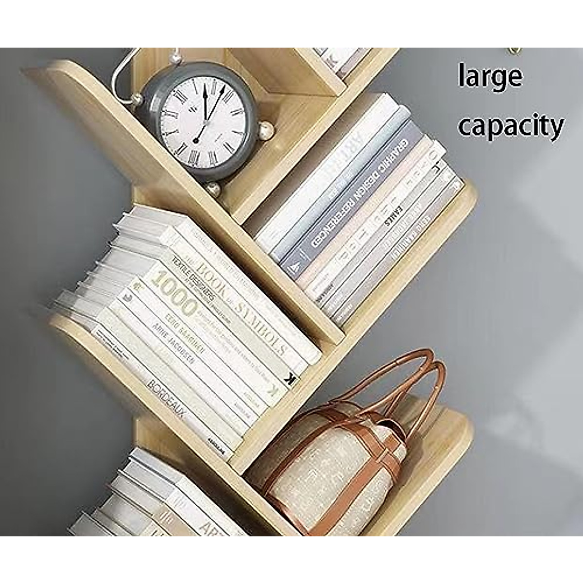 VERAMY 5 Tier Tree Bookshelf with Drawer Floor Standing Bookcase Storage Rack Organizer Shelves Large Capacity Bookshelf Corner Bookshelf for Living Room Bedroom Home Office