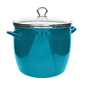 Vasconia EOS 12-Quart Alloy Steel Speckled Stockpot with Glass Lid - Dishwasher and Oven Safe Cooking Pot up to 350°F - Induction Cookware for All Cooktops - Non-Reactive Enameled Soup Pot - Teal