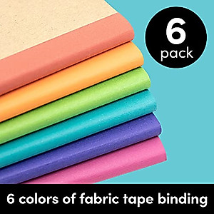 PAPERAGE 6-Pack Composition Notebook Journals, 120 Pages, Kraft Cover with Rainbow Spines, College Ruled Lined Paper, Small Size (8 in x 5.75 in) – for School, Office, or at-Home Use