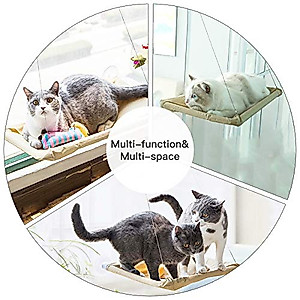 CLKHOWL Cat Window Perch Hammock Seat - Large Cat Hammocks Bed for Indoor Cats Resting Seat Safety, Heavy Duty Suction Cups Breathable Washable Mesh Durable Frame