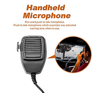 YHAAVALE CJB200P Amplifier Police Siren & Black Plastic Square Speaker,DC12V 200W 9 Tones Wired Handheld Microphone Loudspeaker Emergency Siren Electronic PA System