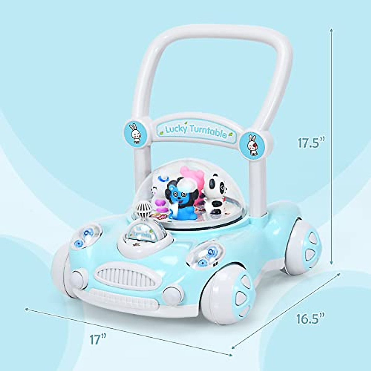 INFANS Baby Walker for Boys Girls, Activity Push Walker for Infants, Kids Early Educational Activity Center with Lights& Music, Learning Walking for Infants and Toddlers Over 12 Months (Blue)