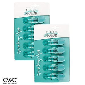 COOK WITH COLOR 10 Pc Chip Bag Clips with Magnet, Food Clips, Chip Clips, Bag Clips for Food Storage with Air Tight Seal Grip for Bread Bags, Snack Bags and Food Bags - (Teal)