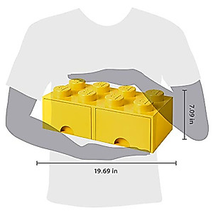 LEGO Brick Drawer, 8 Knobs, 2 Drawers, Stackable Storage Box, Bright Yellow