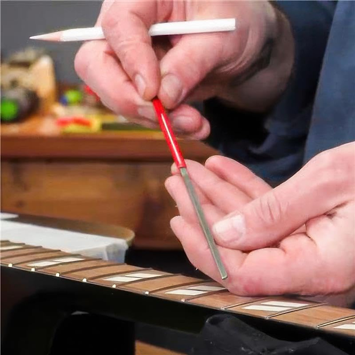 StewMac Fret End Dressing File - Professional Luthier Guitar Repair Tool - Fix Sharp Fret Ends & Fret Sprout - For Rounding, Shaping, and Deburring - Works on All Frets! (1175)