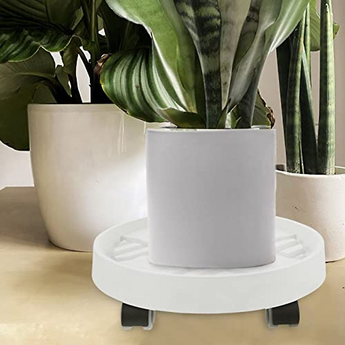 Yardwe Indoor Plants Plant Caddy with Wheels Round Flower Pot Mover Wheeled Planter Saucer Tray Plant Pot Pallet Dolly Caster for Garden Balcony Outdoor Plant Pots Indoor