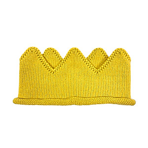 Wrapables Baby Boy & Girl Birthday Party Knitted Crown Headband Beanie Cap Hat, Yellow,One Size