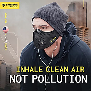 FIGHTECH Dust Face Mask with Extra Active Carbon Filters and Air Valves - for Woodworking, Moving, Construction - Medium (Pack of 2)