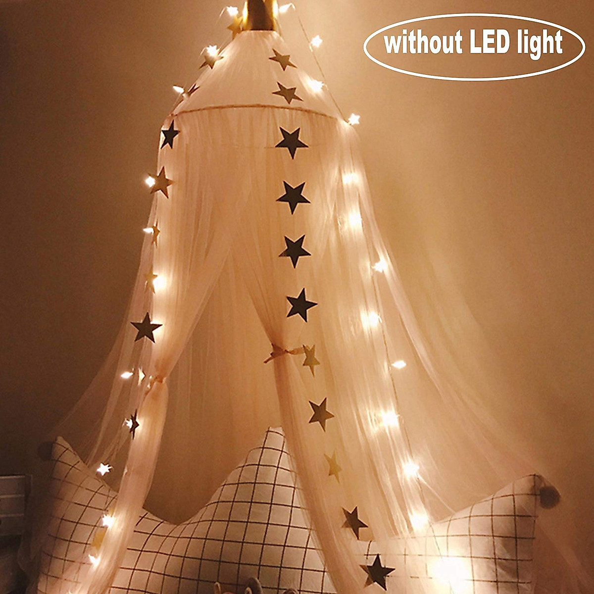 Jolitac Princess Bed Canopy for Girls Room Decor Round Lace Mosquito Net Play Tent Reading Nook Canopies Yarn Girl Dome Netting Castle (Pink)