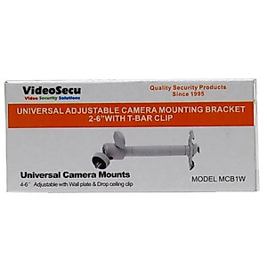 VideoSecu One Height Adjustable 2"-6" Camera Wall Ceiling Mount Bracket for CCTV CCD Box Body Camera Pan Tilt Bracket 1A2