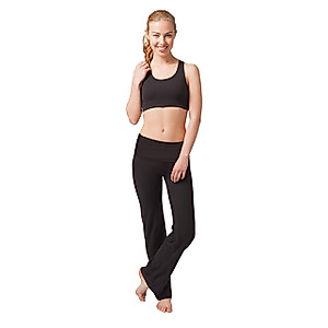 boxercraft Yoga Pant Boot Cut - Foldover Cotton/Spandex Workout Pant, Black -XS