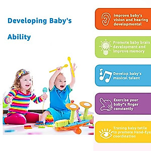 Drum Set for Toddlers 1-3, Baby Drum Set with Microphone, Kids Drum Sets for 2-5, Toddler Drum Set Toys for 1 2 3 Year Old Boy Birthday Christmas for Babies Boy Girl 6 12 18 Month