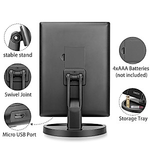 deweisn Tabletop Mount Trifold Lighted Vanity Mirror with 21 LED Lights, Touch Screen and 3X/2X/1X Magnification, Two Power Supply Mode Make up Mirror,Travel Mirror