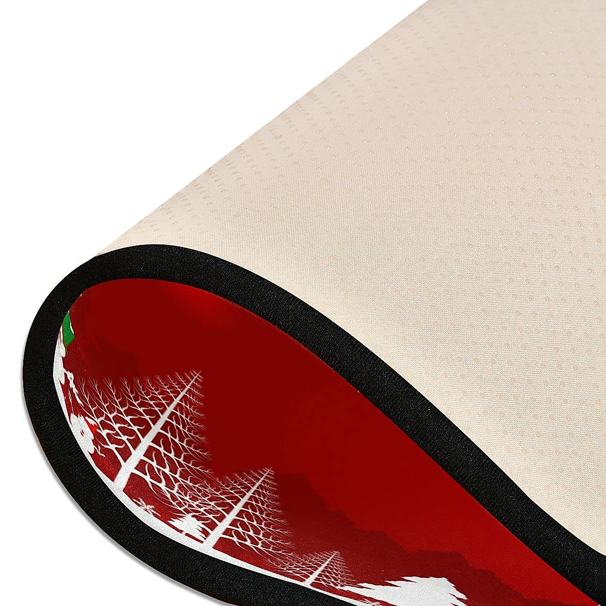 Christmas Tree Snowman Runner Rug Snowflakes Red Bath Rug Kitchen Mat Doormat Large Runner Carpet 72" X 24"