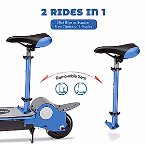 MAXTRA E120 Electric Scooter with Seat for Kids Ages 6-12, 60 Mins Long Battery Life, Removable Seat 2 Riding Styles, 155lbs Max Load, Navy Blue (ML-44GDRS-ES-E120)
