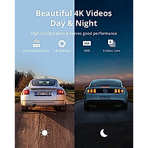 Kingslim D5-4K Dash Cam with WiFi - Front Dash Camera & PNY 256GB Premier-X Class 10 U3 V30 microSDXC Flash Memory Card - 100MB/s, Class 10, U3, V30, A1, 4K UHD, Full HD, UHS-I, Micro SD