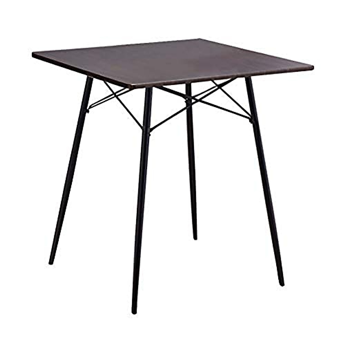 Pilaster Designs Indoor Home Decorative Furniture Valley 3 Piece Dining Set, Black Metal Frames & Walnut Wood Top, 27.5" Square, Modern (Table & 2 Oval Back Chairs)