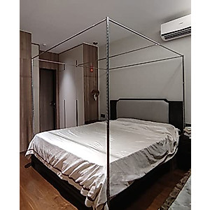 Xierdio Stainless Steel Canopy Frame, Bedroom Decoration Support is Used for Metal Wooden Bed Platform Size Double Bed Full Double Bed (Queen)