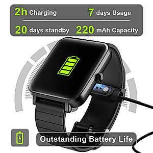 Tinwoo Smart Watch for Women Men, All-Day Activity Tracker Bluetooth Fitness Pedometer,Smart Watches for iOS, Android Phone, with Heart Rate Monitor (TPU Band Black)