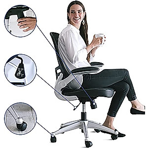 Modway Attainment Mesh Back and Vinyl Seat Modern Office Chair in Black