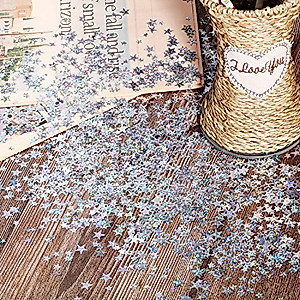 HESTYA 60 g Star Confetti Glitter Star Table Confetti Metallic Foil Stars for Party Wedding Festival Decorations (Glitter Silver, 10mm and 6mm)