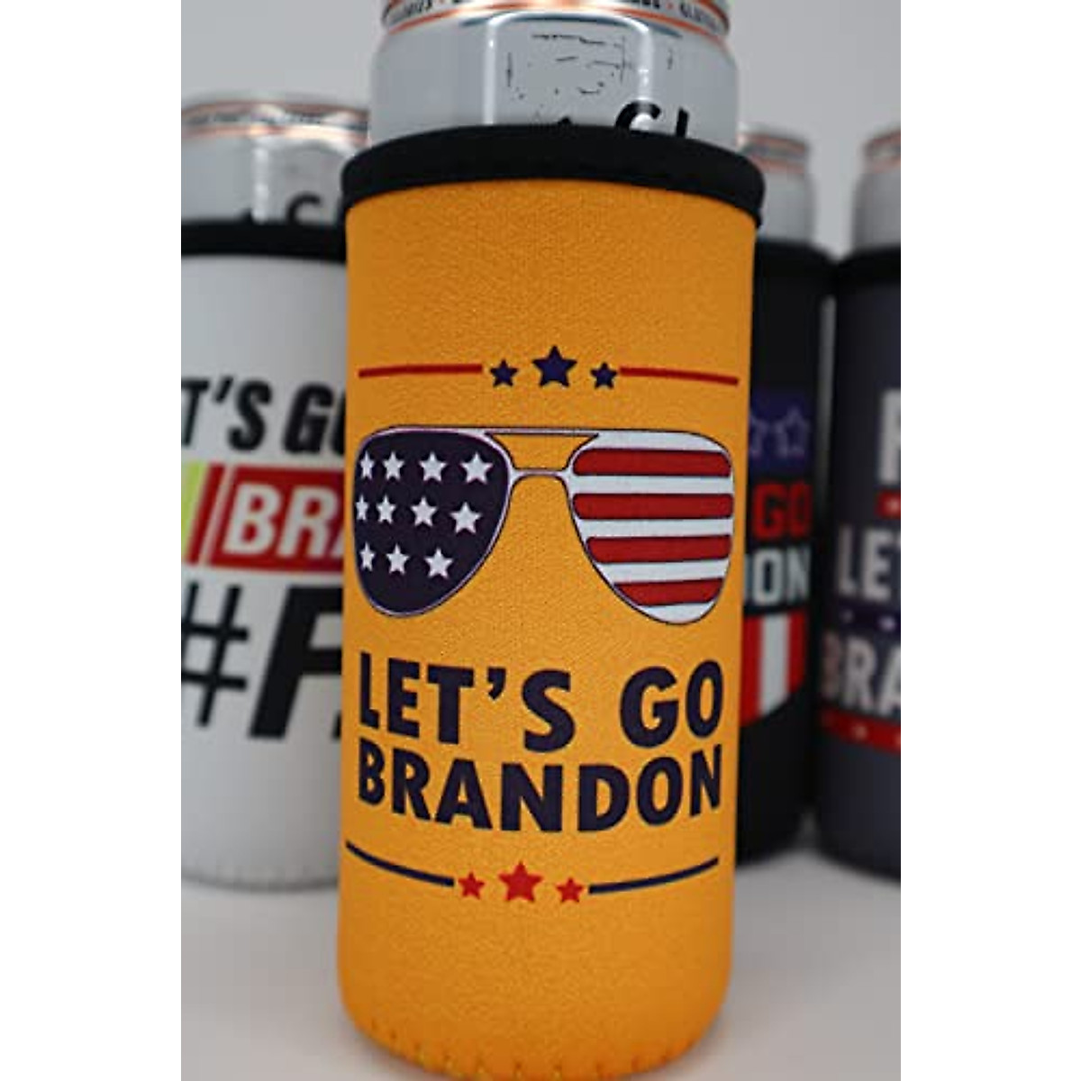 Let's Go Brandon Republican Gifts - FJB Ferk Jer Berdin LGBFJB LGB Patriotic Libertarian Dad Birthday Gift, Fathers Day Funny Beer Gifts for Men Who Have Everything, 12 oz. Slim Can Insulator Sleeve